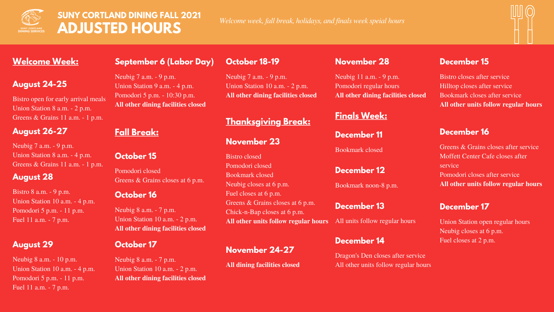 Dining_Services_Hours | Cortland Auxiliary Services